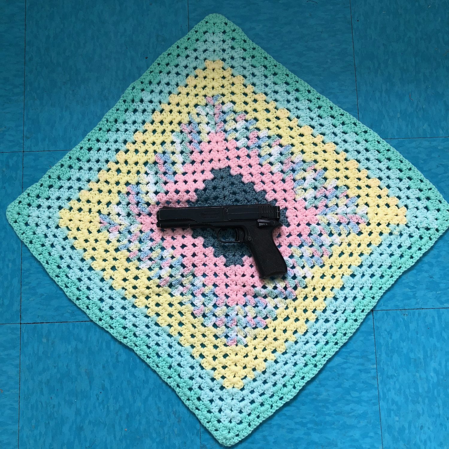 Crocheted Gun and Baby Blanket - Fullmoonfiberart.com