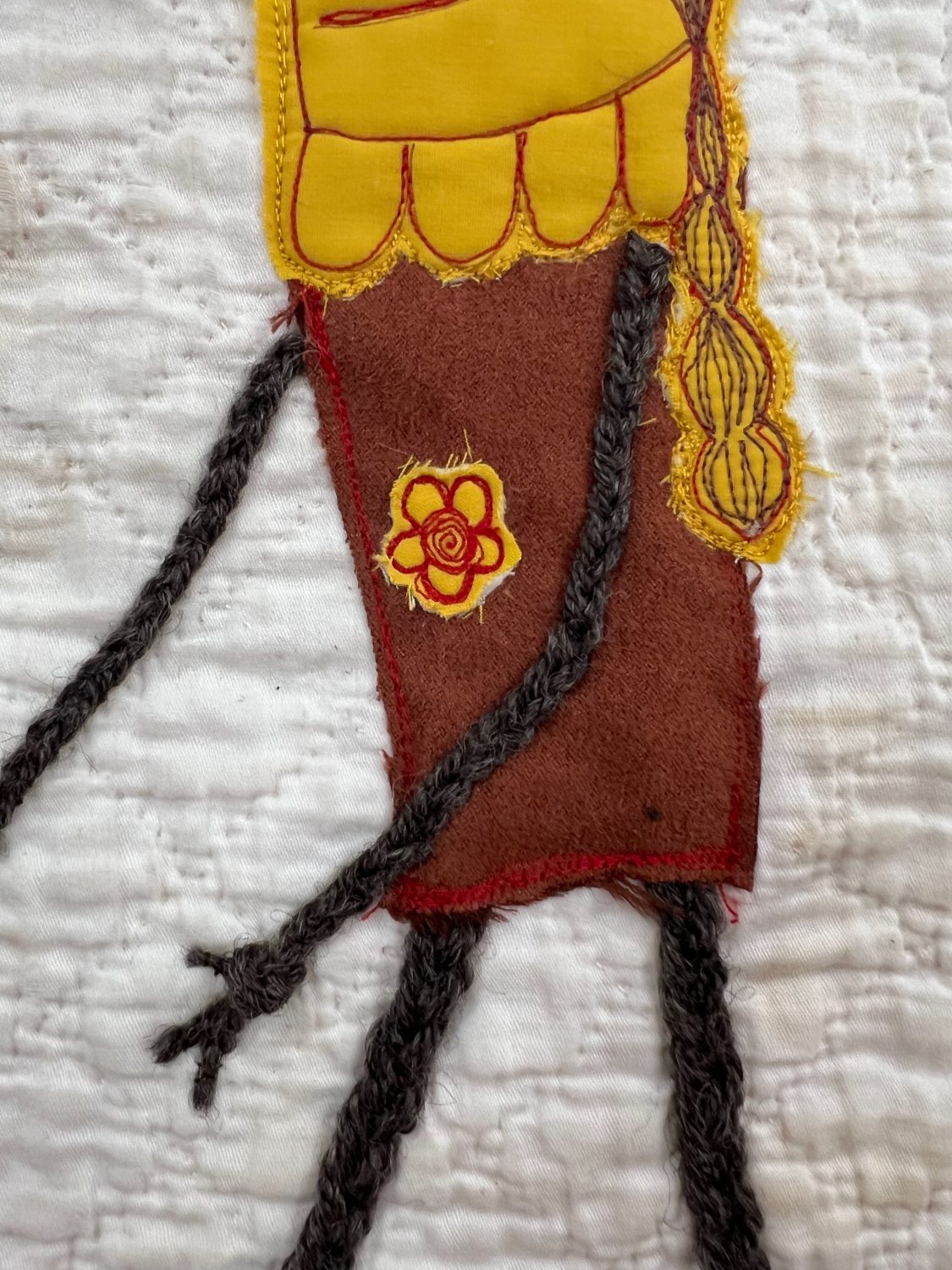 My Coneflower Girl Gets Her Arms and Legs - Fullmoonfiberart.com